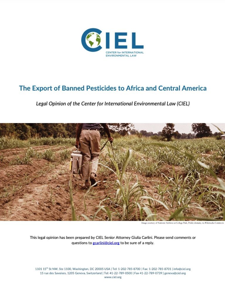 The export of banned pesticides to Africa and Central America is ...